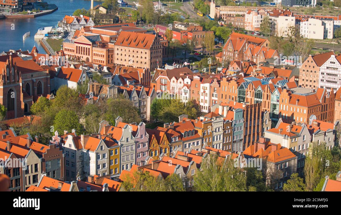 GDANSK, POLAND - May 07 2017: Aerial panoramic view of Gdansk Stock ...