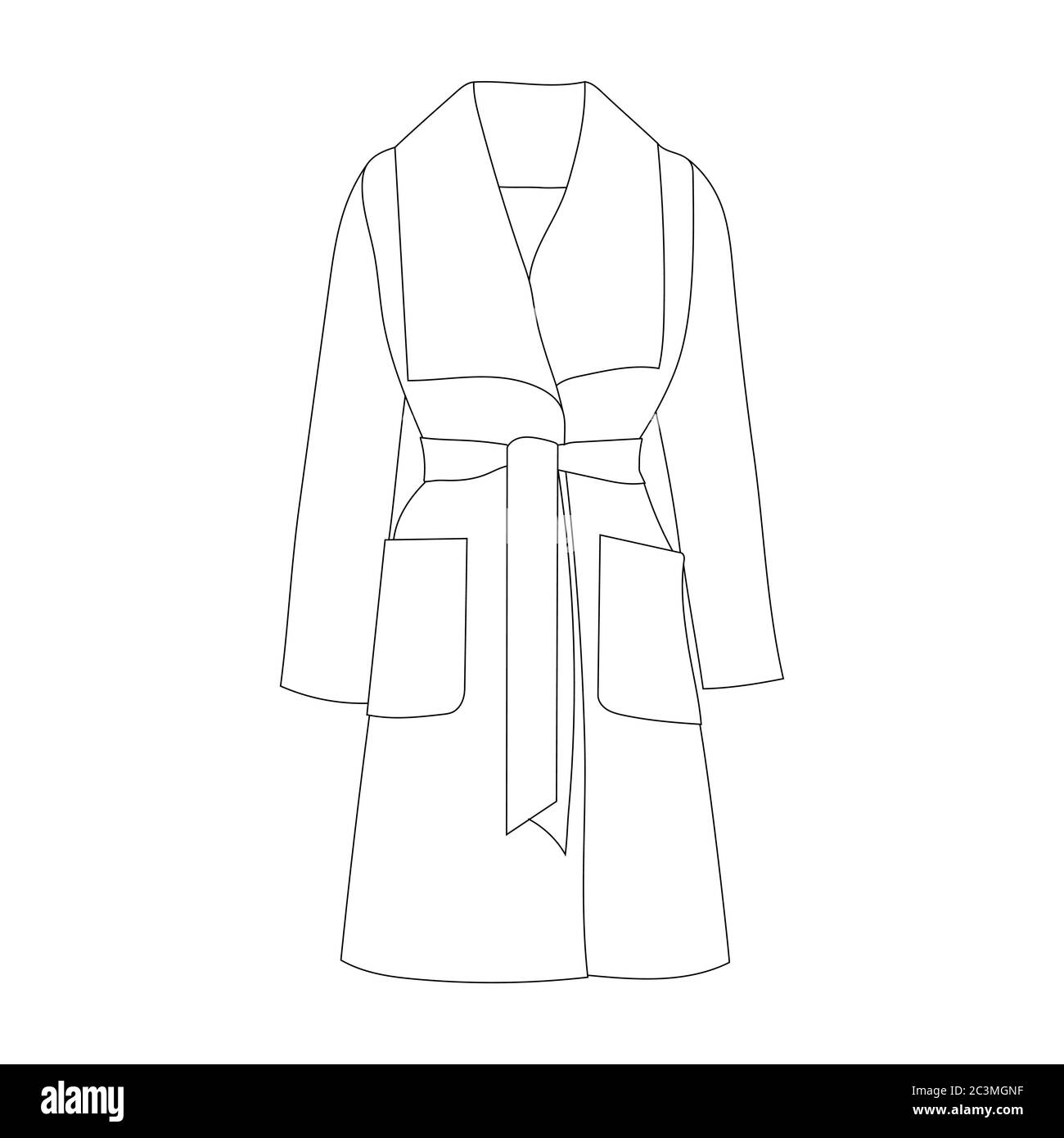 White Background Fashionable Outerwear Coat Cloak Sketch Contour