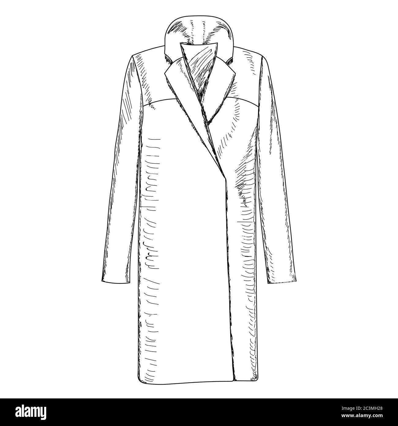 vector, on a white background, line sketch of a female coat Stock ...