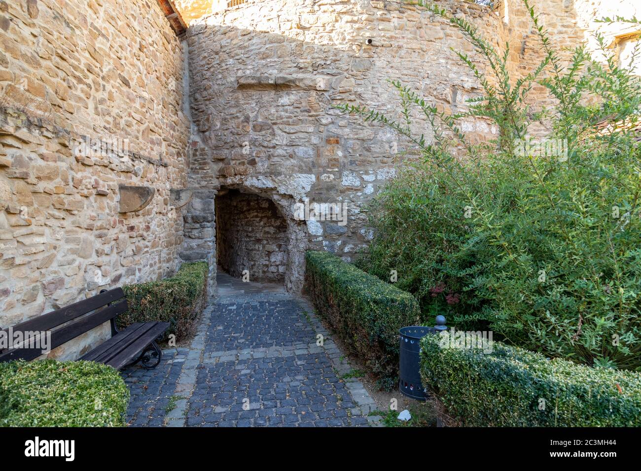 Historic city wall and tower Buergerturm in Meisenheim, Germany Stock ...