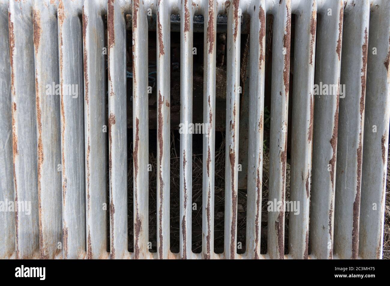 detail of Victorian rusty radiator at Middleport Pottery Stoke on Trent ...