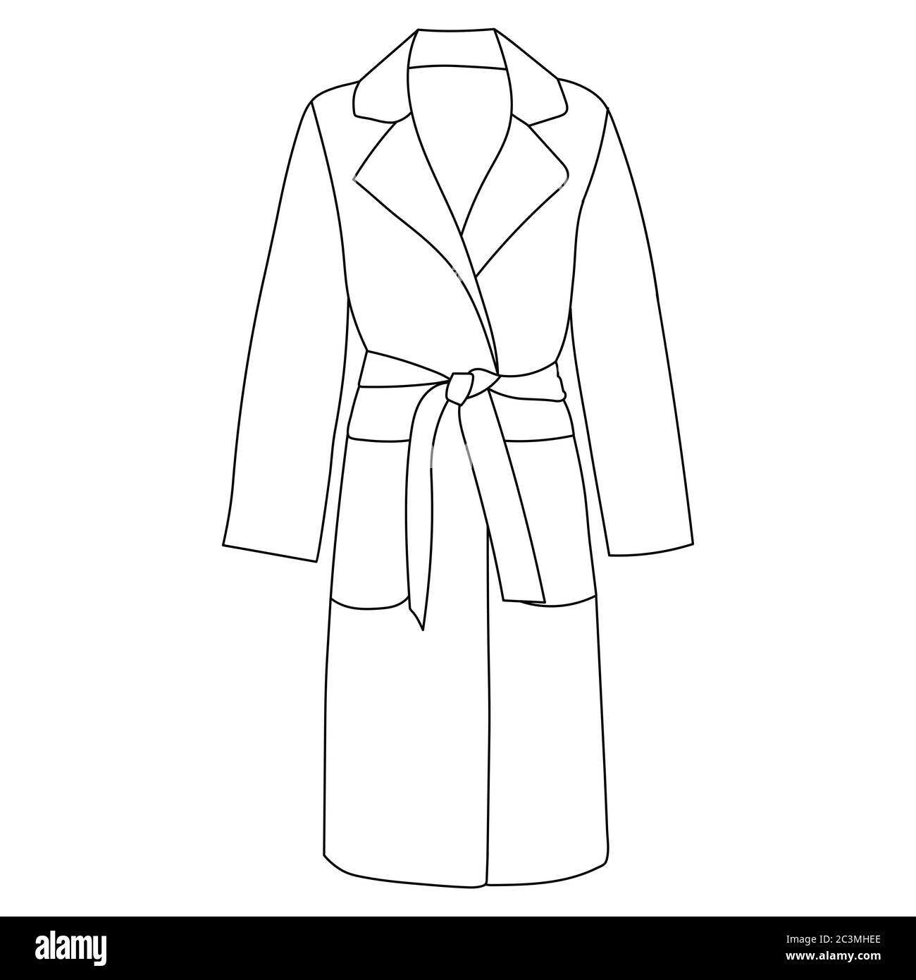 White Background Fashionable Outerwear Coat Female Sketch Contour