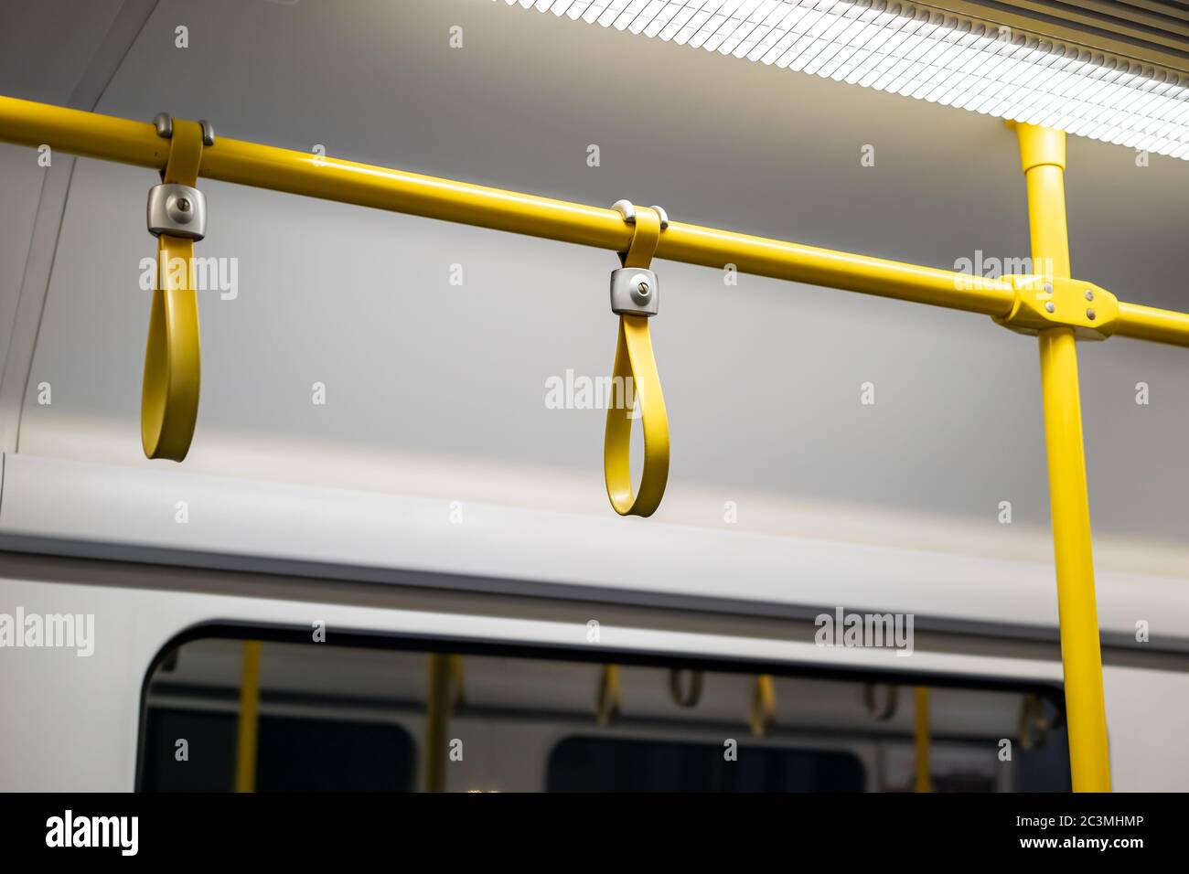 Close up the rubber - plastic cable hand holding in ariport rail link ...
