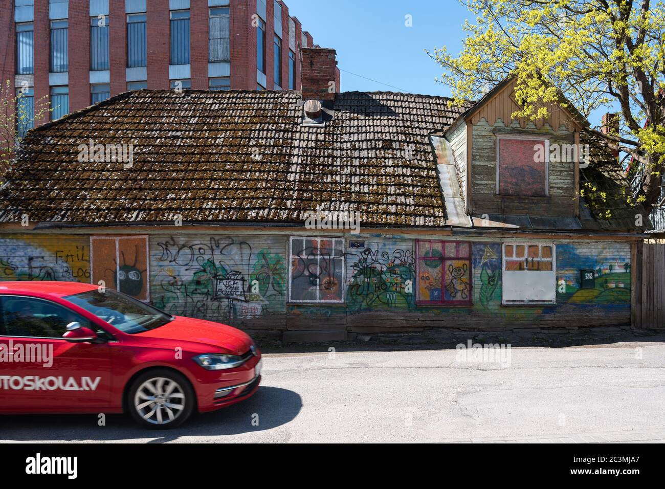 LATVIA, TALSI - MAY 6:Talsi is a town in Latvia. View to narrow street ...