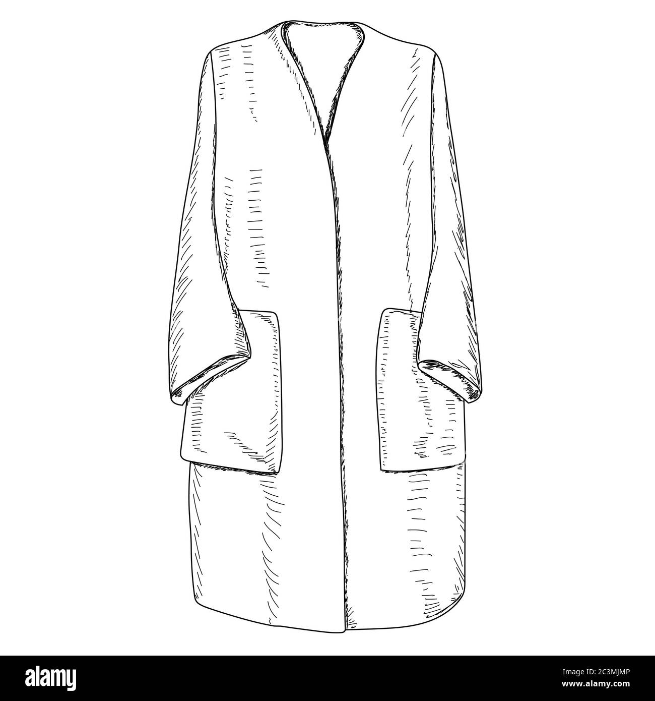 vector, on a white background, line sketch of a female coat Stock ...