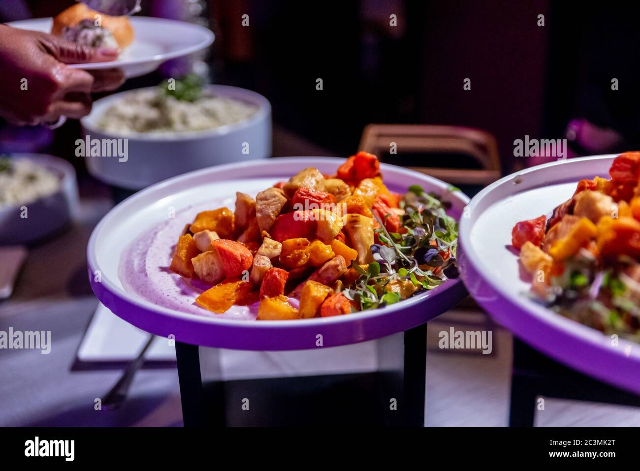Wedding reception dinner table with delicious meals Stock Photo - Alamy