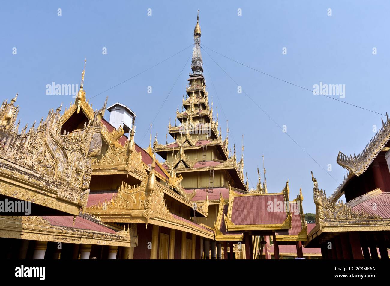 Golden Stupa of Mandalay Royal Palace (Mya Nan San Kyaw), Mandalay, Myanmar, (Burma), Asia Stock ...