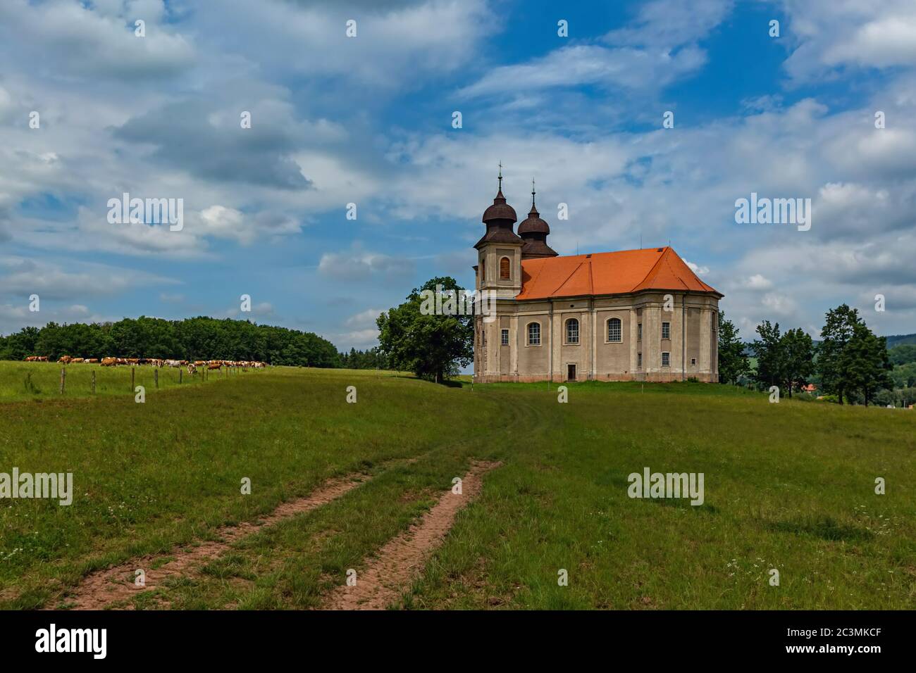 Sonov / Czech Republic - June 17 2020: Rural landscape with baroque ...