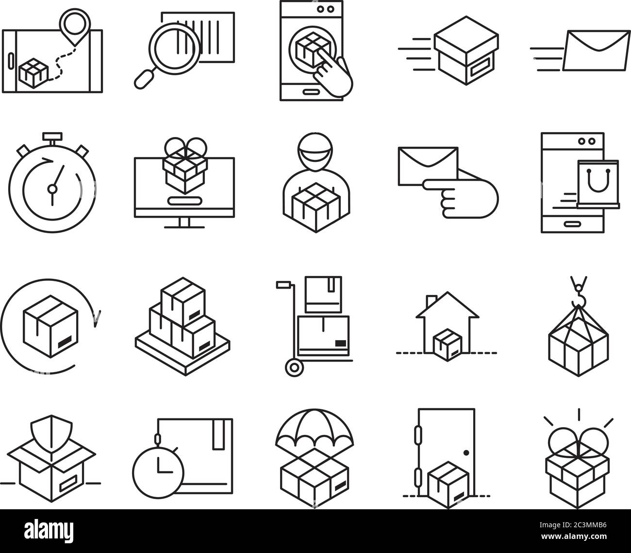 Carton packaging icons Black and White Stock Photos & Images - Alamy