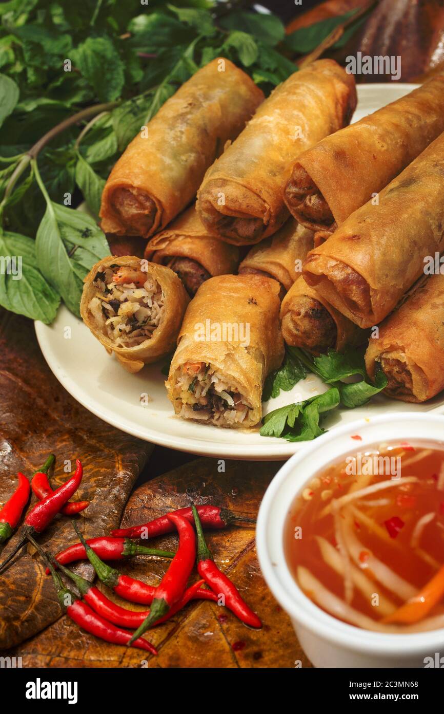 Fried vietnamese spring rolls Stock Photo - Alamy