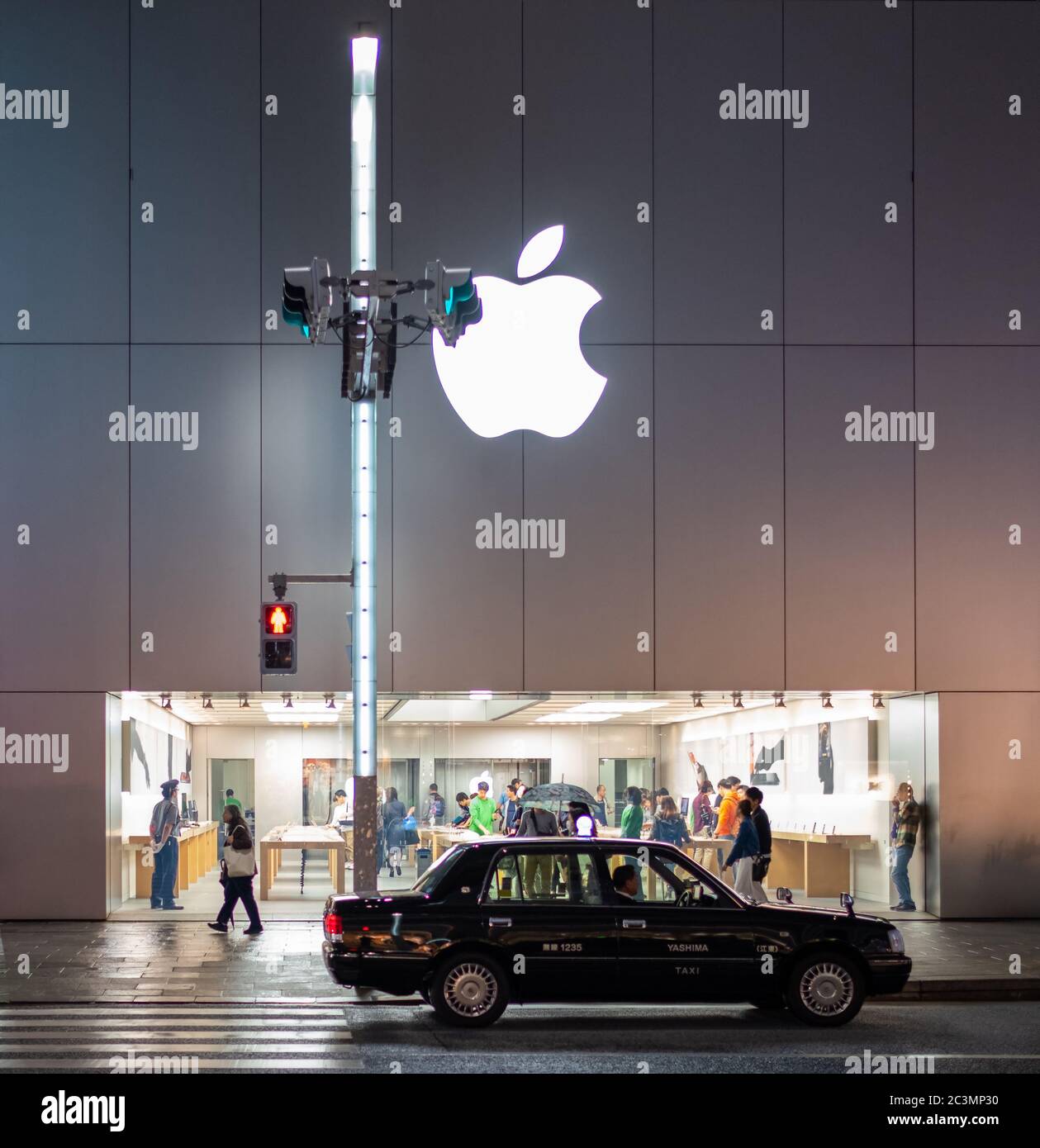 Apple store front in Ginza Street at night, Tokyo, Japan Stock Photo ...
