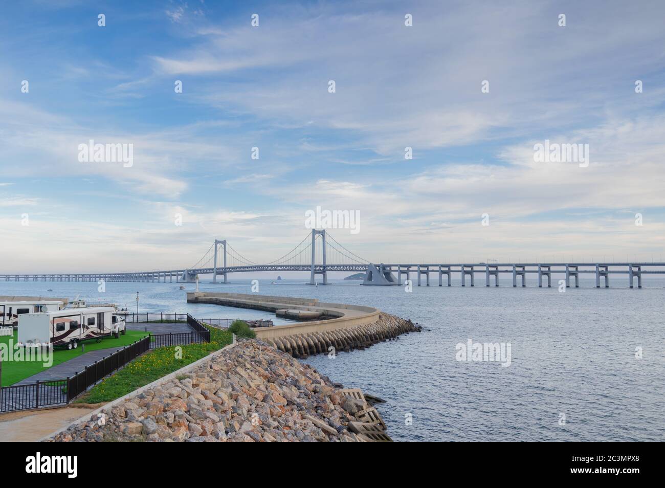 The scenery of Xinghai Bay in late Summer, Dalian, China Stock Photo ...