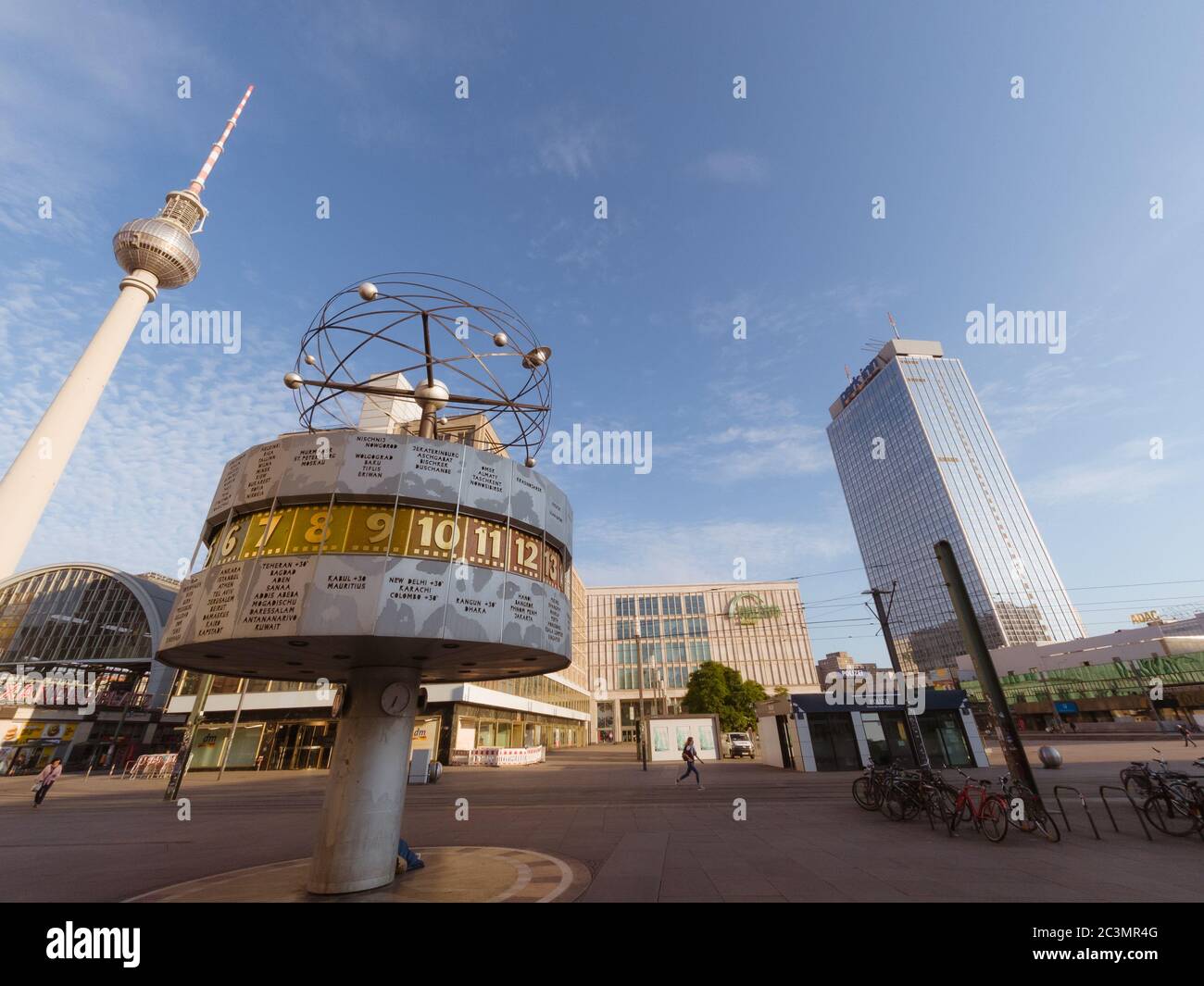 The famous Alexanderplatz with its buildings and its famous sights ...