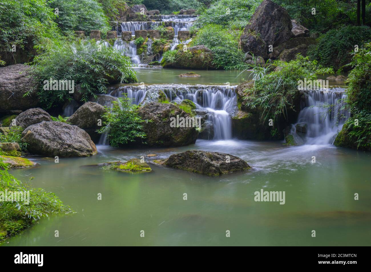Summer scenery of the Three Gorges Waterfall in Yichang, Hubei, China ...