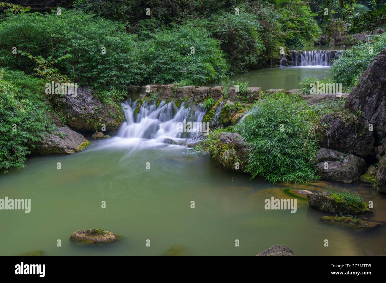 Summer scenery of the Three Gorges Waterfall in Yichang, Hubei, China ...