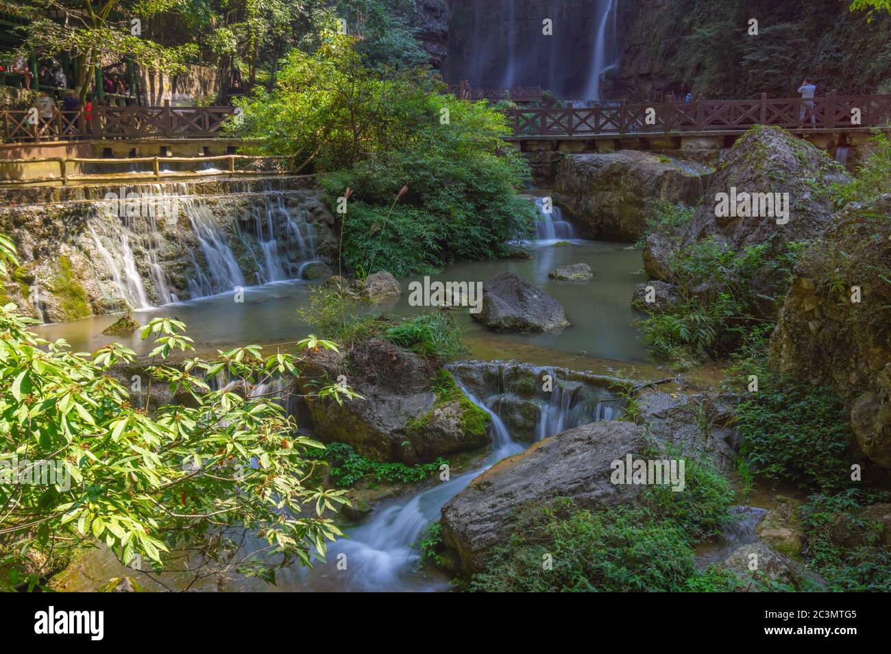 Summer scenery of the Three Gorges Waterfall in Yichang, Hubei, China ...