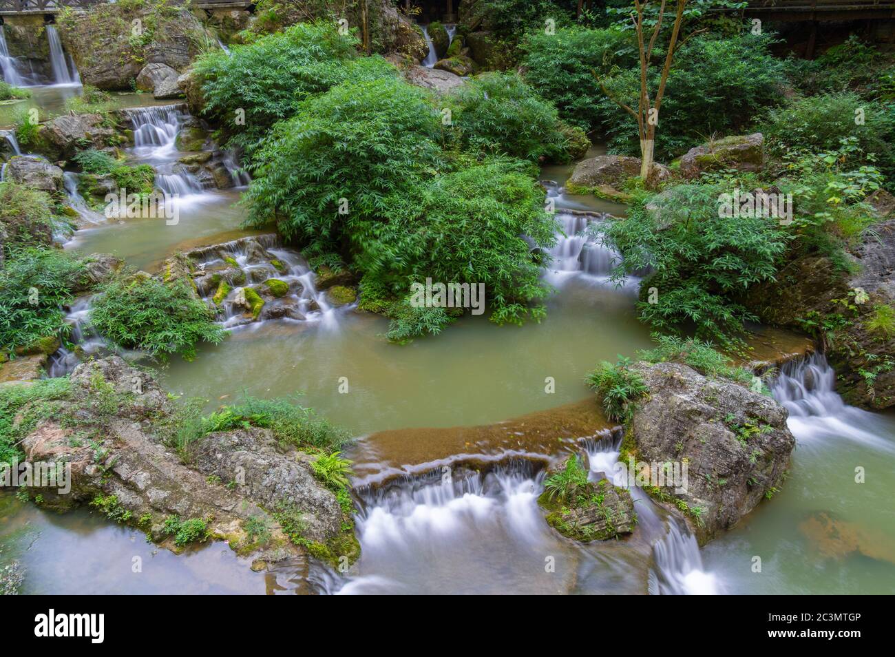 Summer scenery of the Three Gorges Waterfall in Yichang, Hubei, China ...