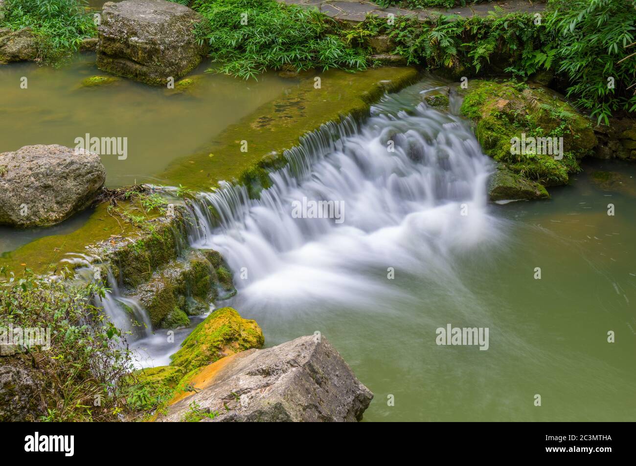Summer scenery of the Three Gorges Waterfall in Yichang, Hubei, China ...