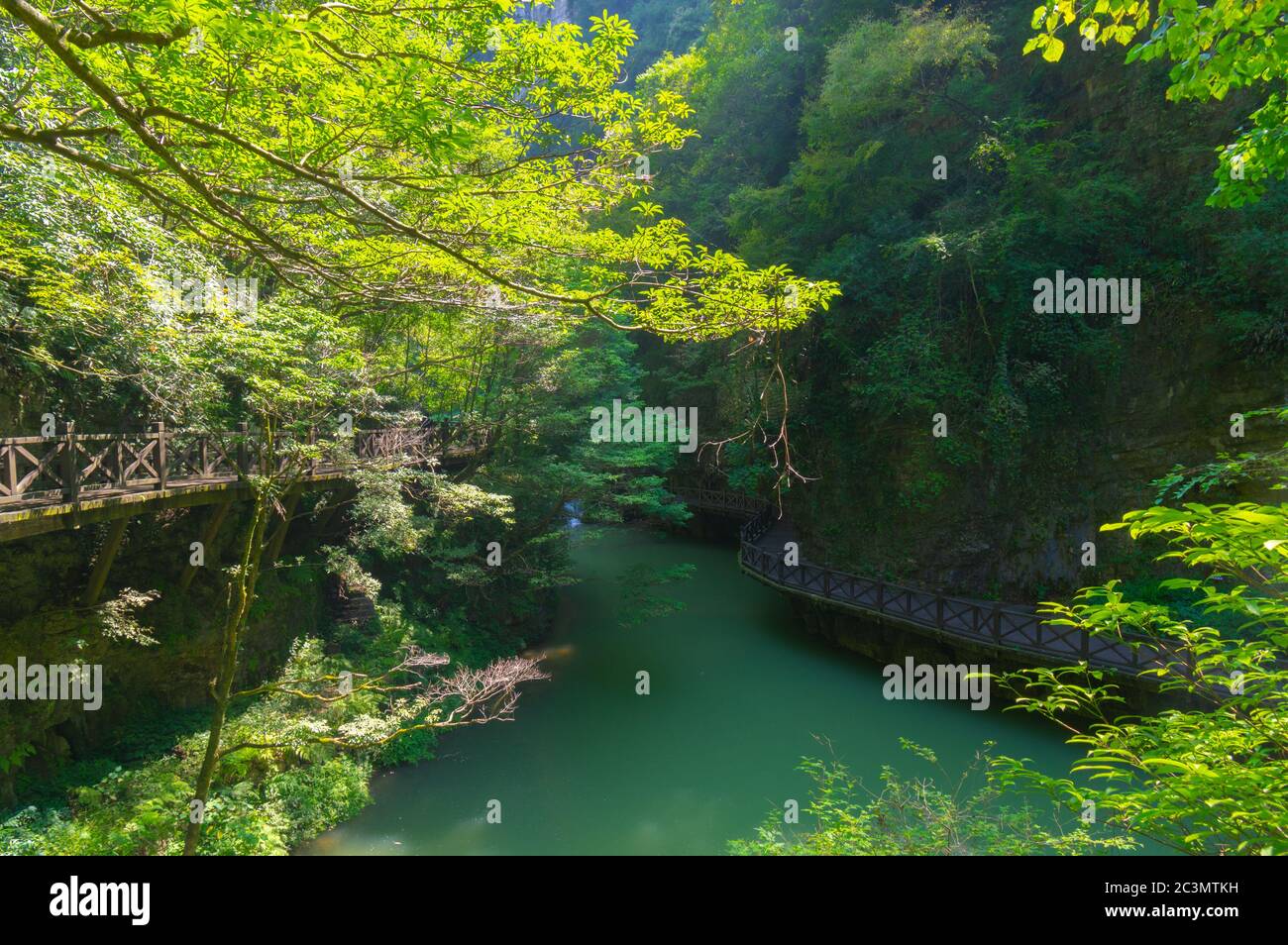 Summer scenery of the Three Gorges Waterfall in Yichang, Hubei, China ...