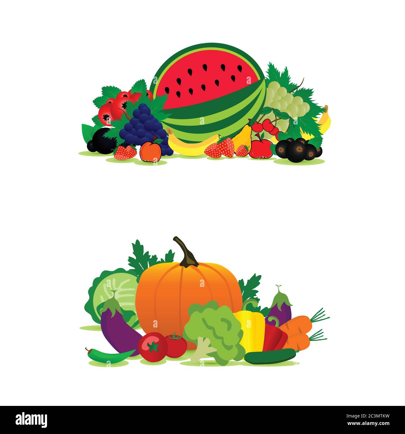 fruit and vegetable set illustration in colorful Stock Vector Image ...