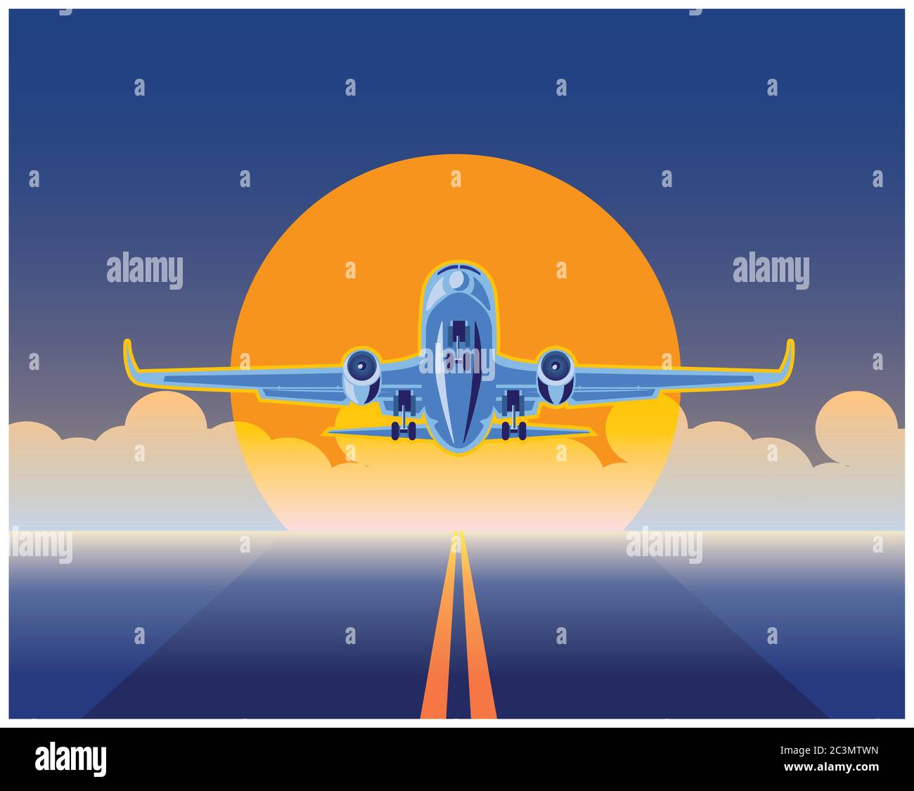 stylized illustration on logistics and air transport. cargo plane in ...