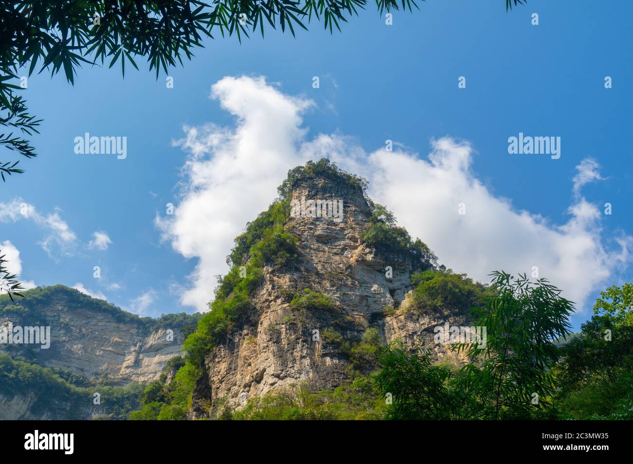 Summer scenery of the Three Gorges Waterfall in Yichang, Hubei, China ...