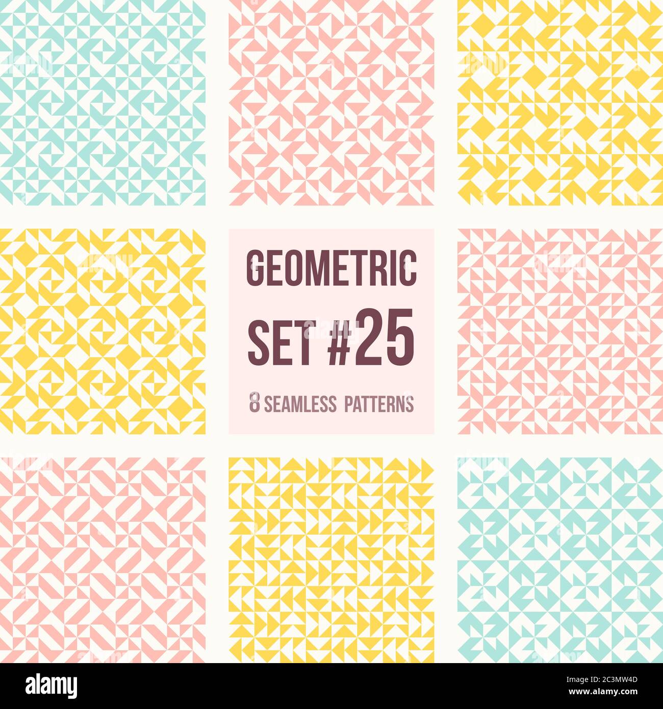 Set of eight geometric patterns. Collection of different abstract ...