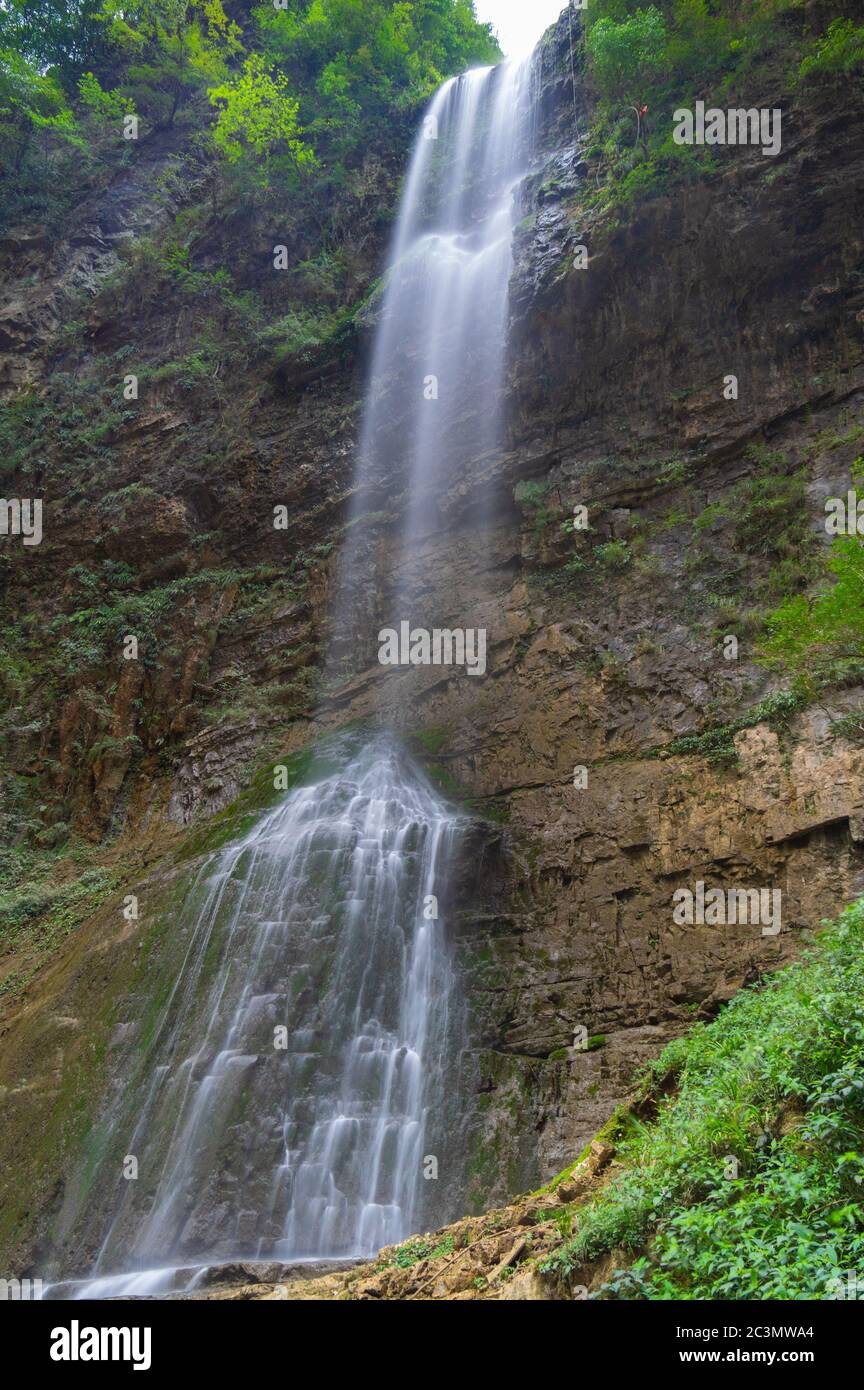Summer scenery of the Three Gorges Waterfall in Yichang, Hubei, China ...
