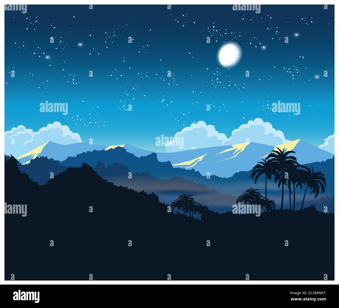 Night palm tree Cut Out Stock Images & Pictures - Alamy