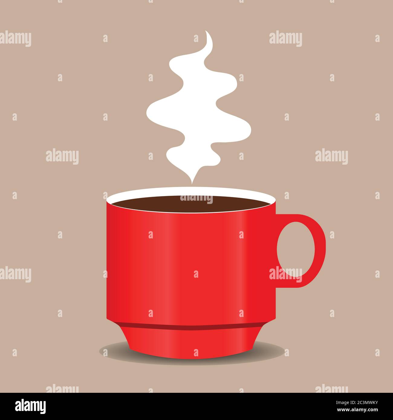coffee cup red color vector illustration on brown background Stock ...