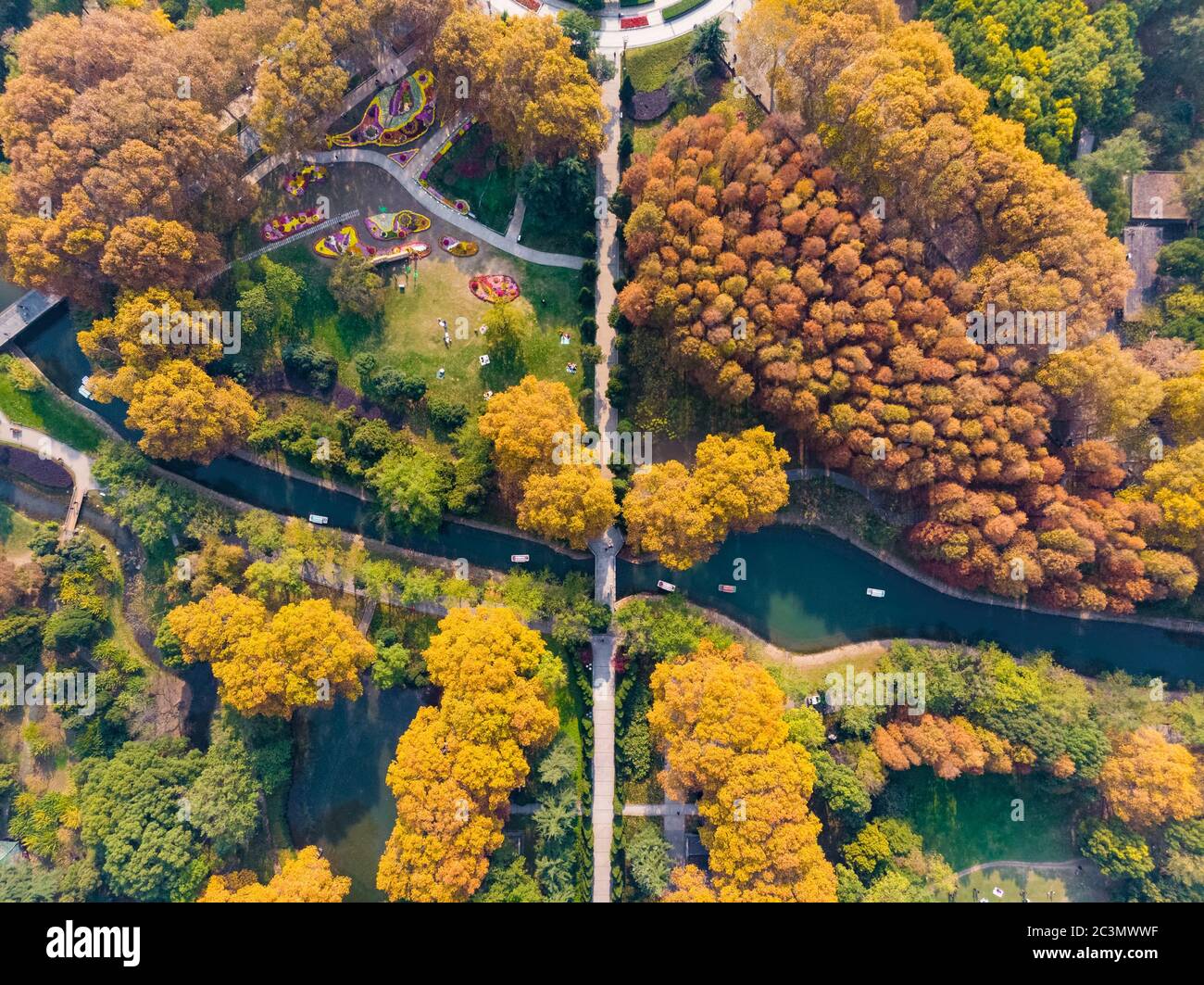 Liberation Park late autumn aerial scenery in Wuhan, Hubei, China Stock ...