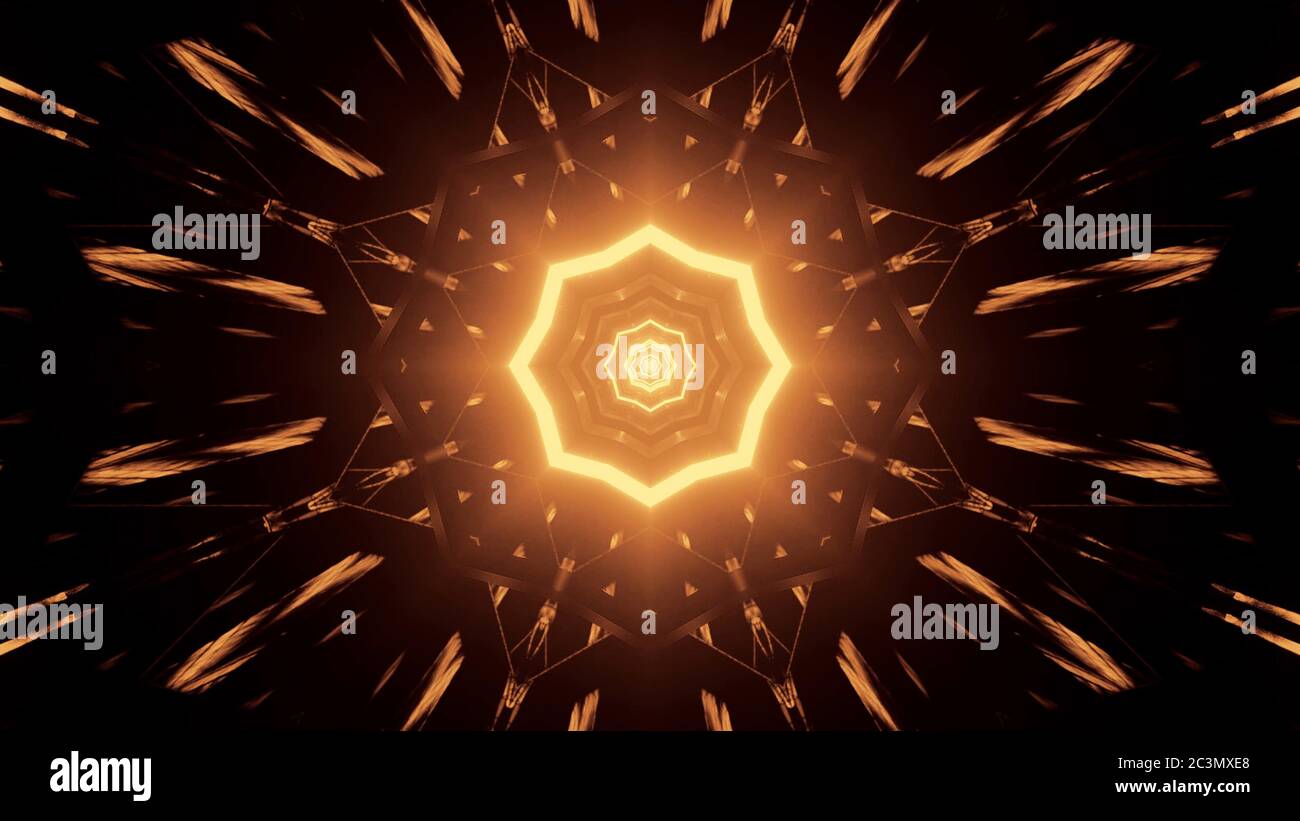 3D rendering of a great illustration with geometric shapes and golden ...