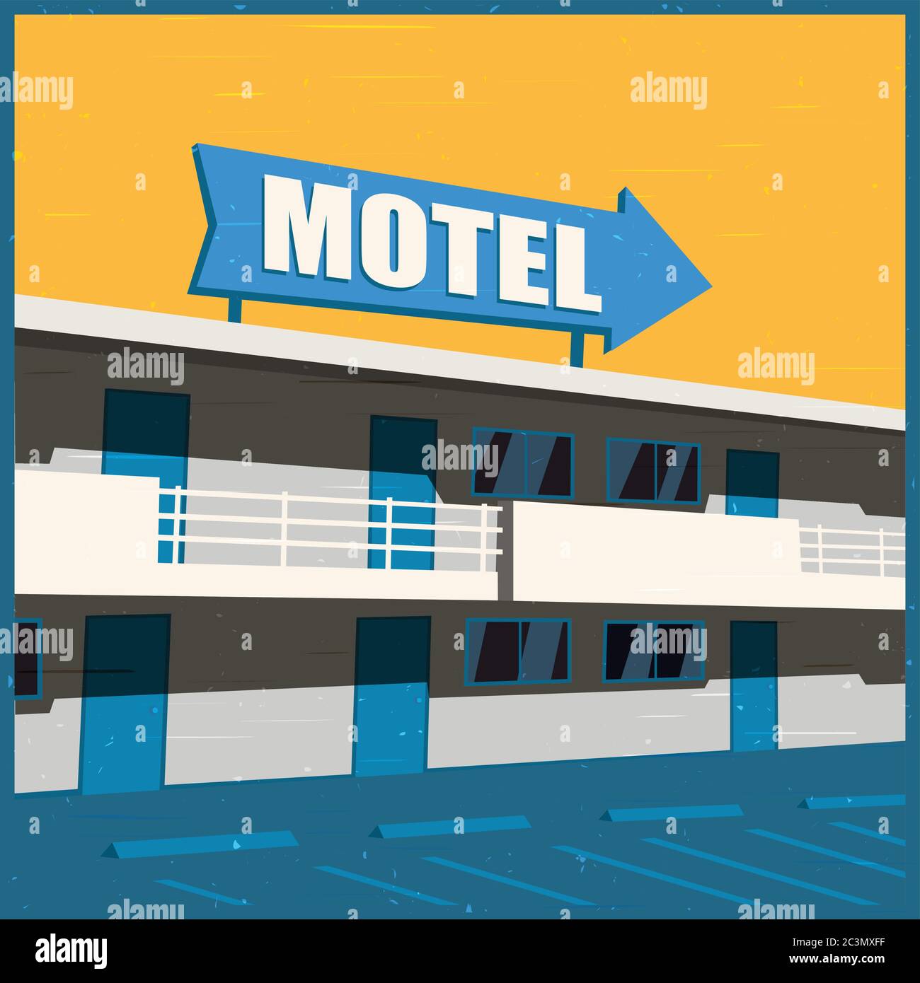 Stylized vector illustration of the hotel. Old poster Stock Vector ...