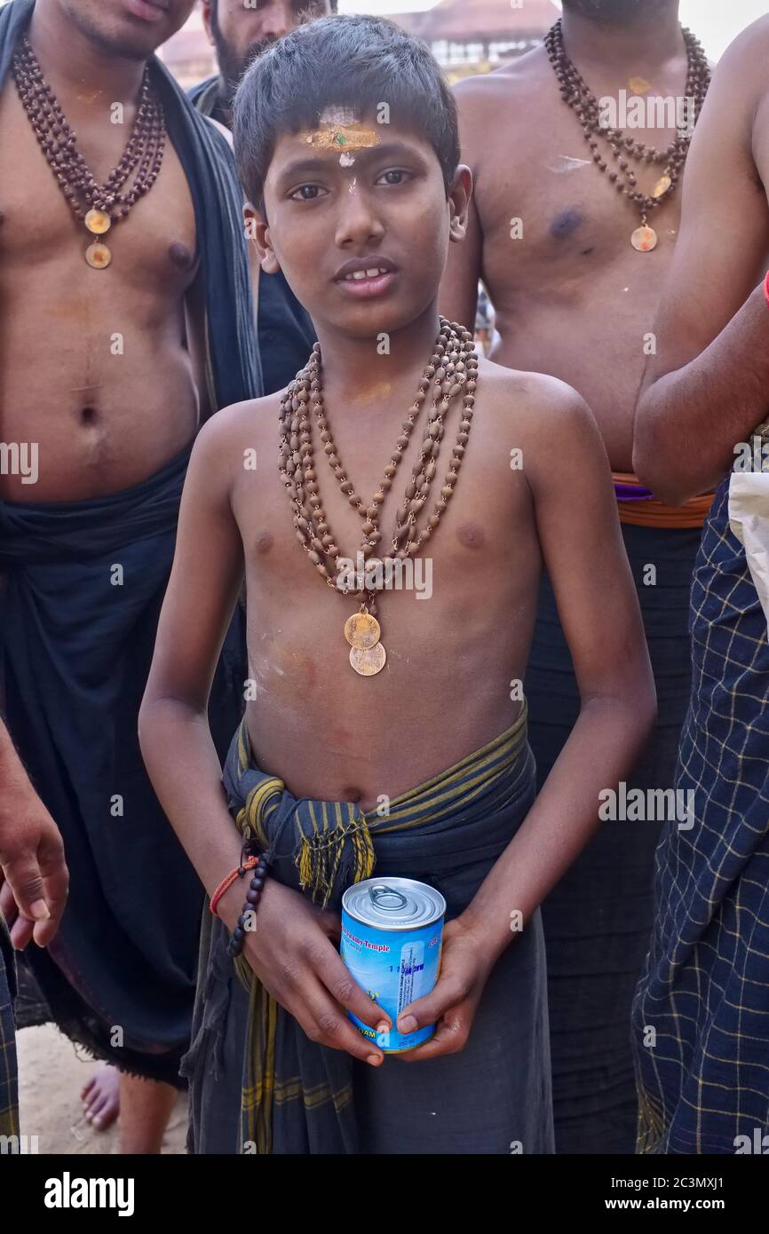 A young Hindu pilgrim at Padmanabhaswamy Temple in Trivandrum ...
