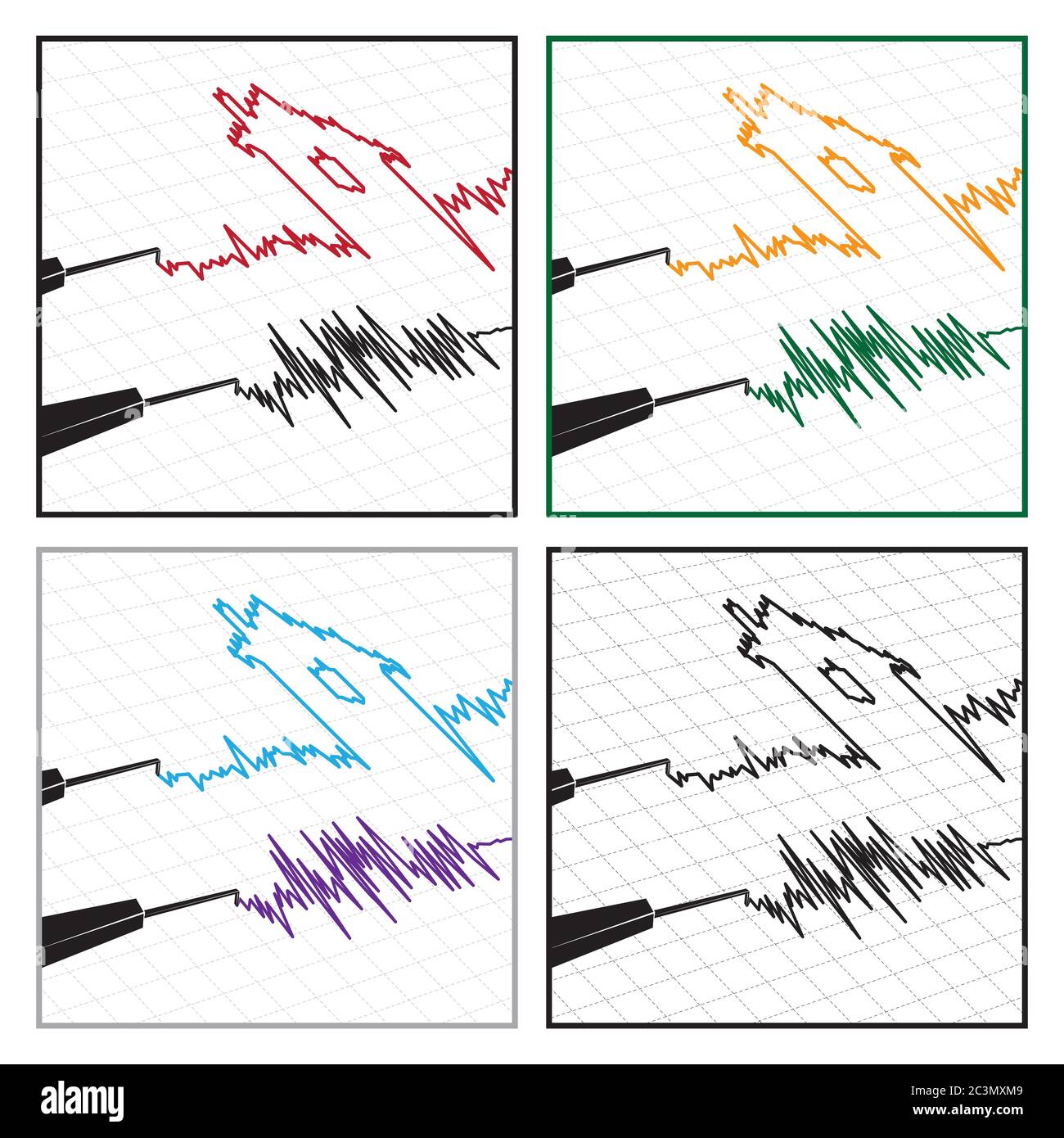 stylized vector illustration on the theme of seismic activity and ...