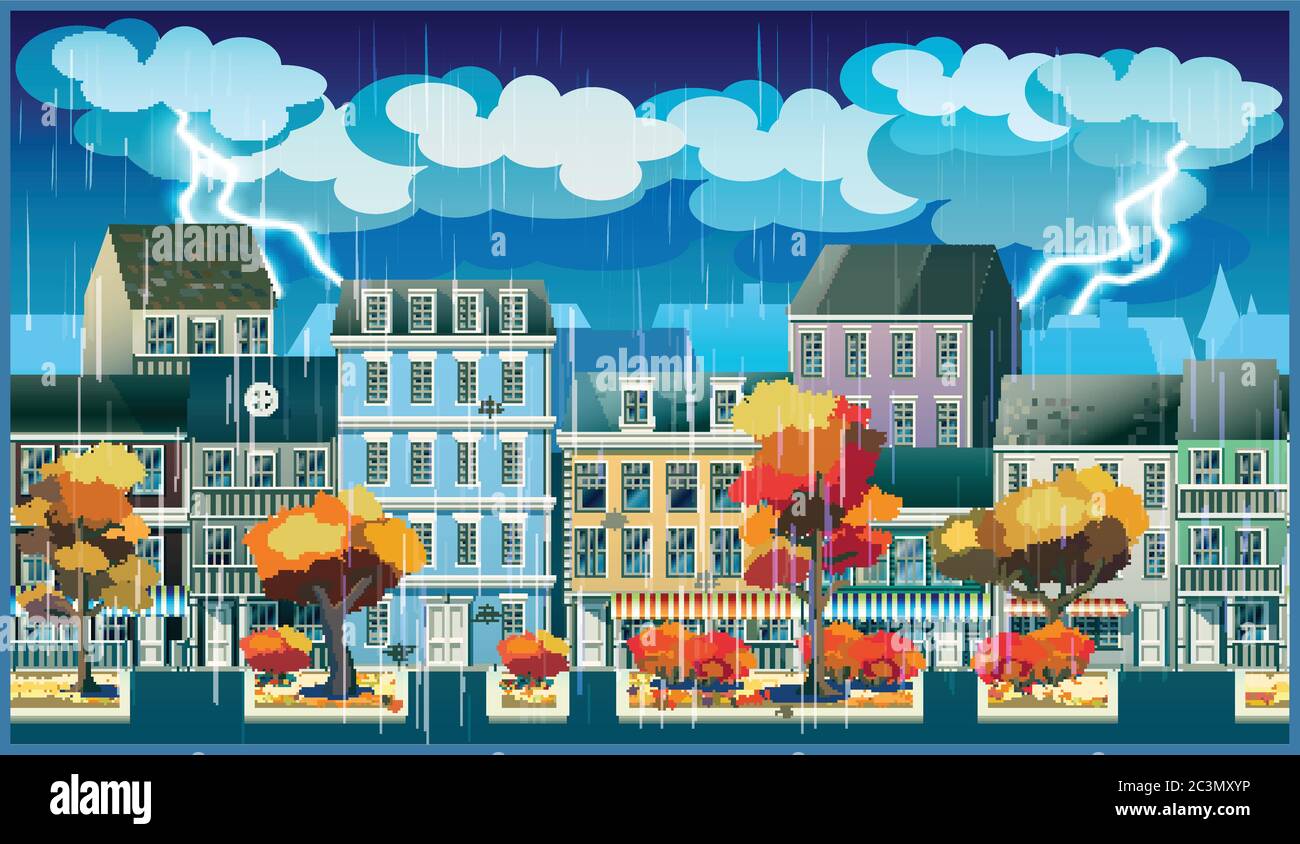 Rainy old street Stock Vector Images - Alamy