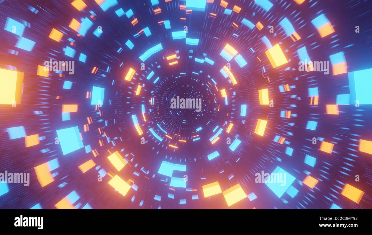 3D rendering of an illustration with geometric shapes and colorful ...