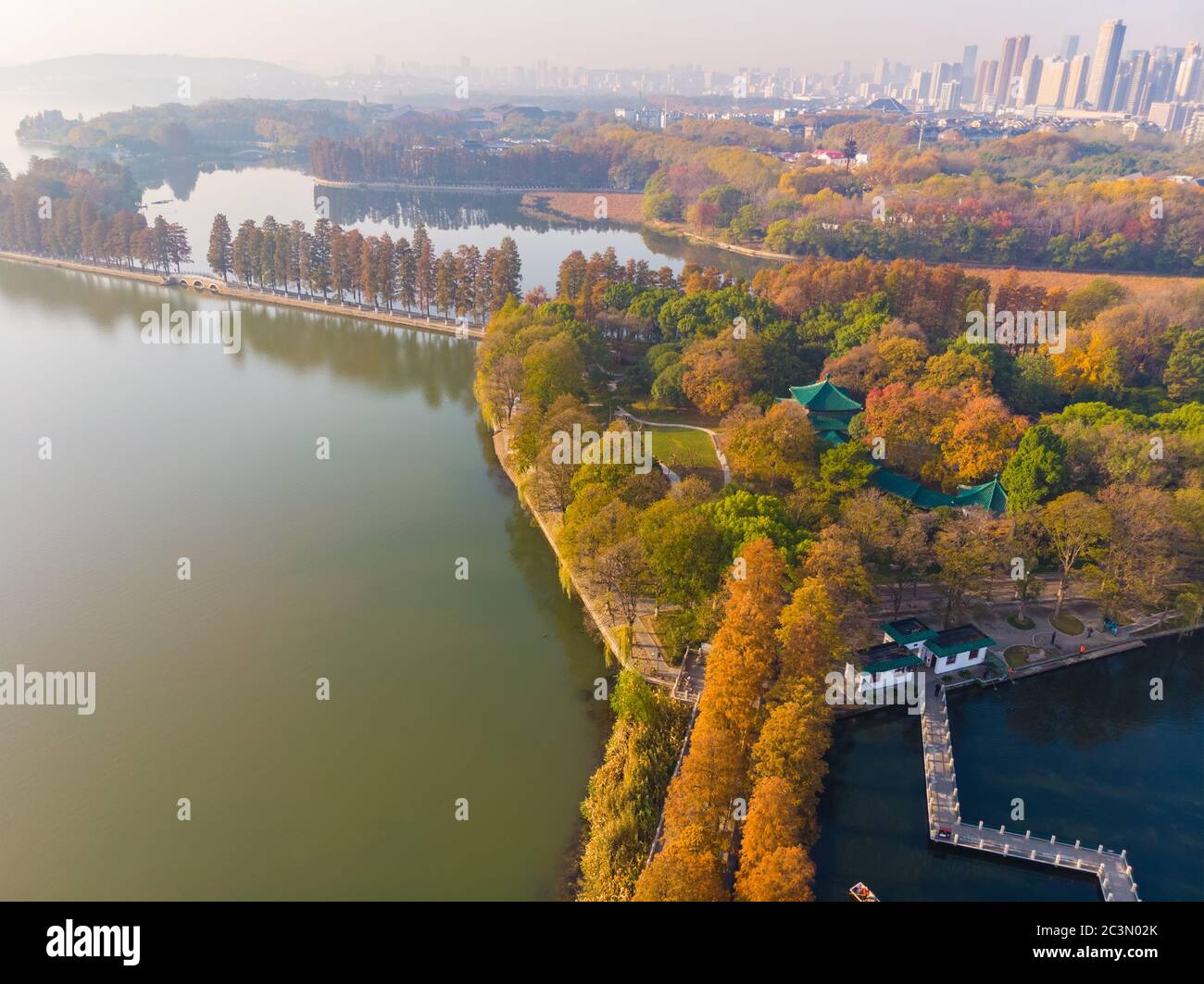 East Lake Scenic Area Late Autumn Aerial Photography Scenery in Wuhan ...