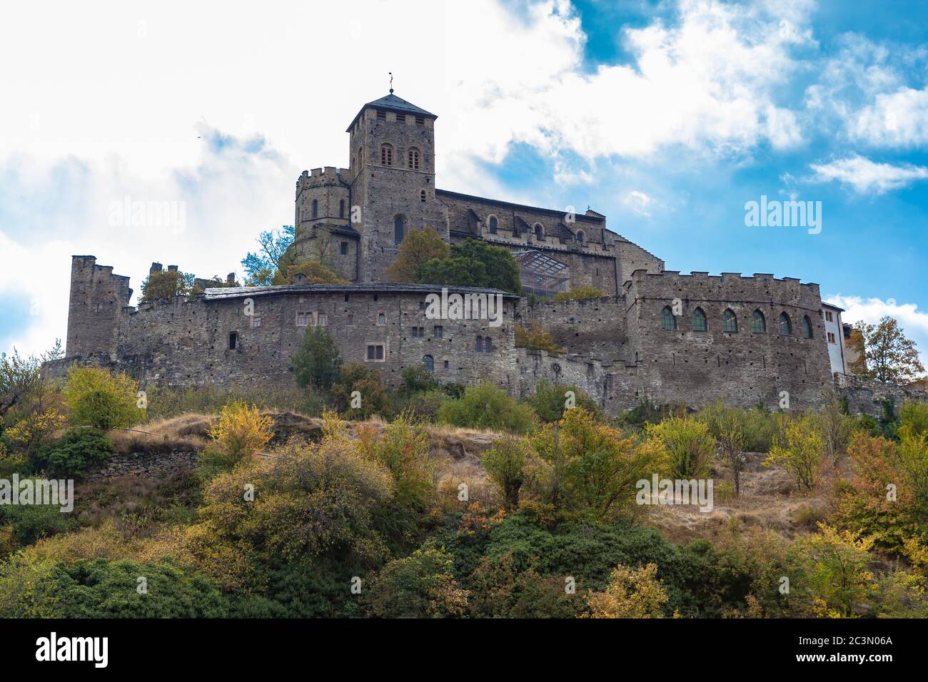 Stunning view of the Valere Basilica, an ancient fortified church in ...