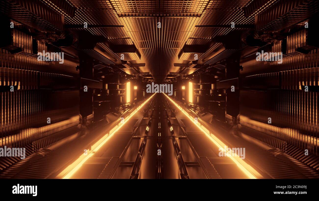 3D rendering of an illustration with geometric shapes and gold laser ...