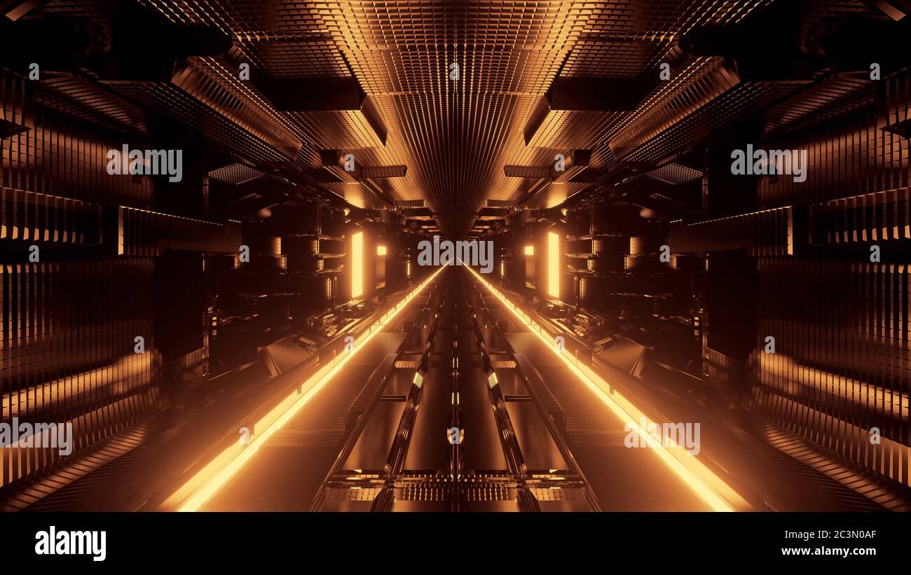 3D rendering of an illustration with geometric shapes and gold laser ...