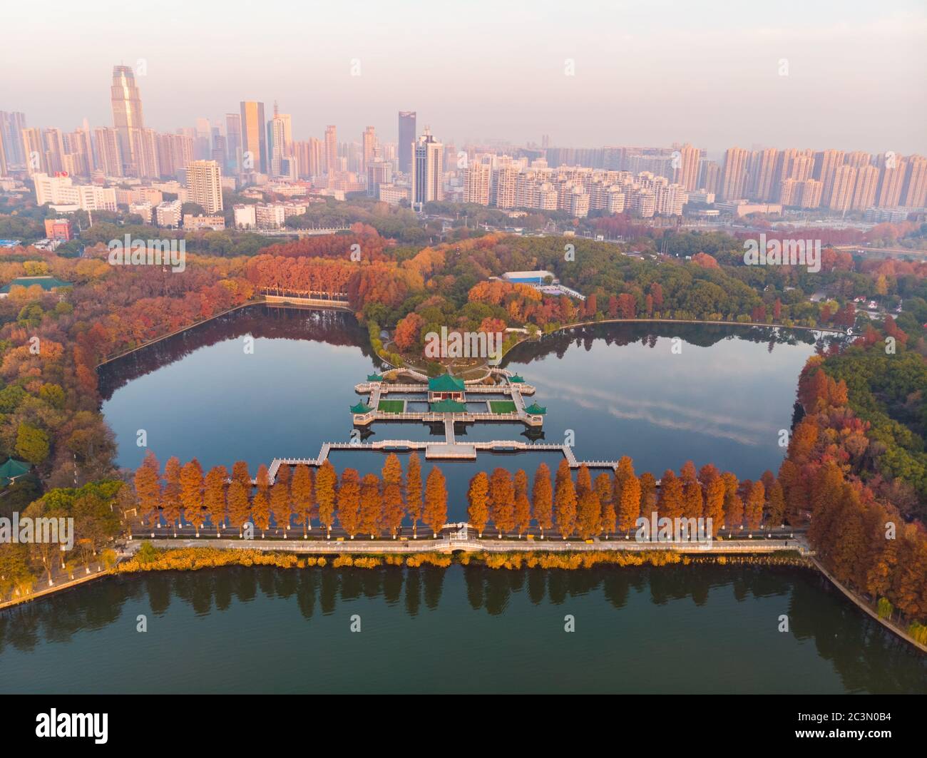 East Lake Scenic Area Late Autumn Aerial Photography Scenery in Wuhan ...