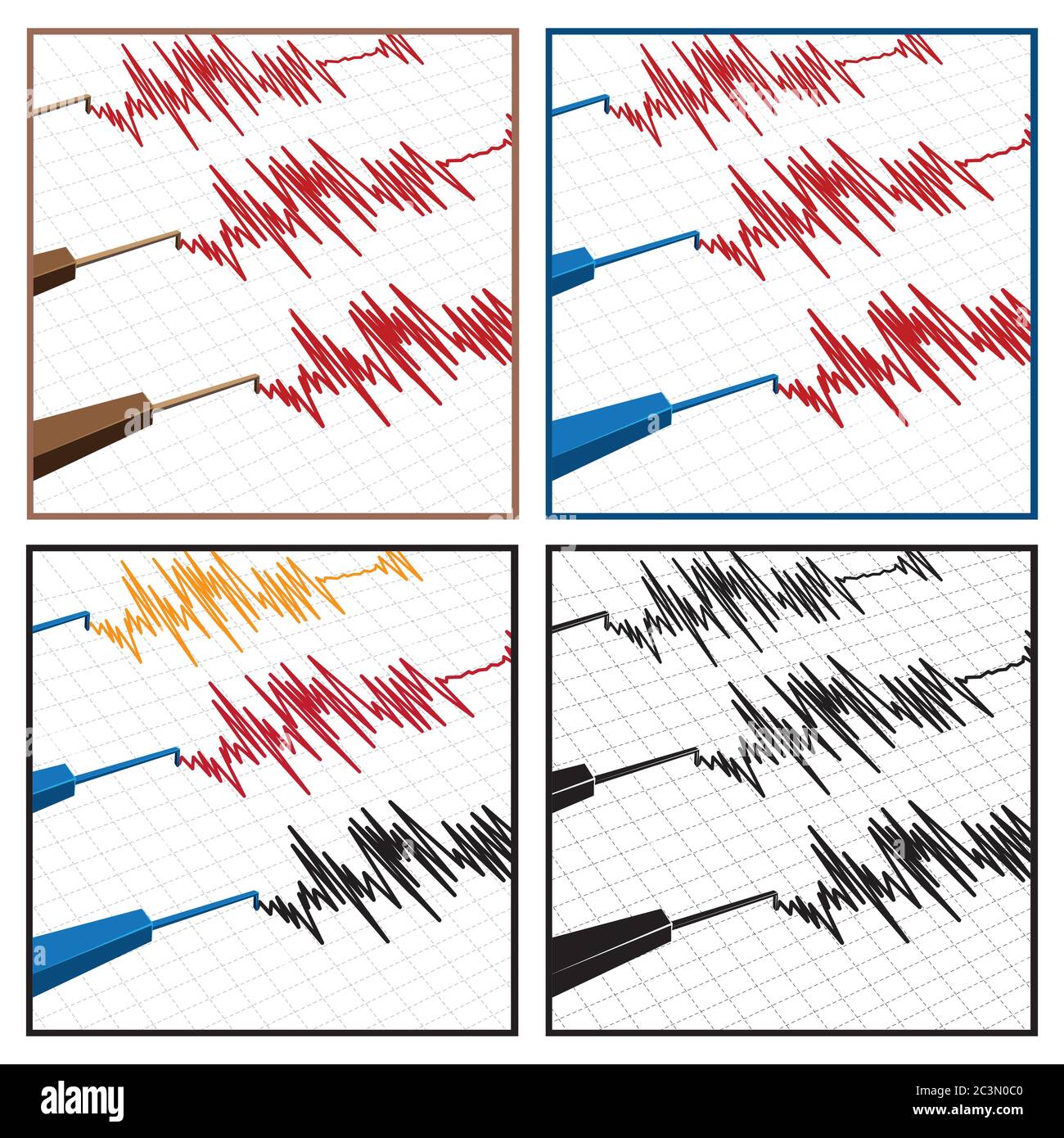 stylized vector illustration on the theme of seismic activity and ...
