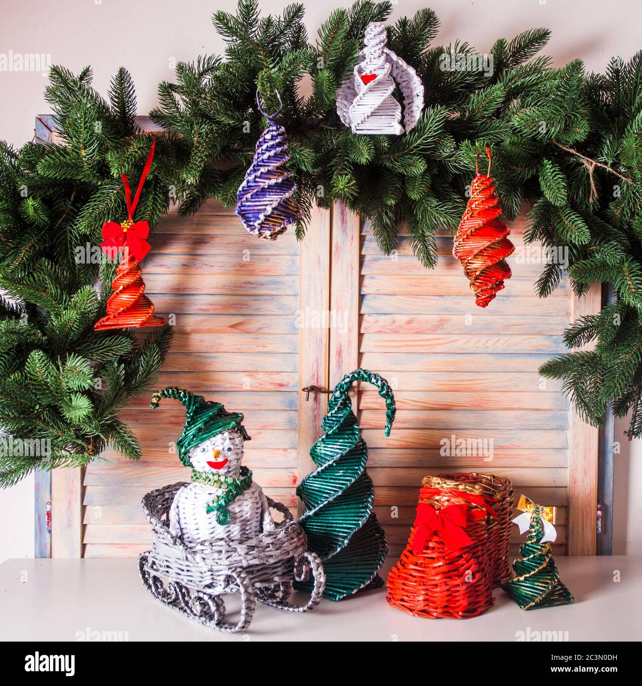Paper handcrafts for Christmas. Hobby and leisure time concept Stock ...