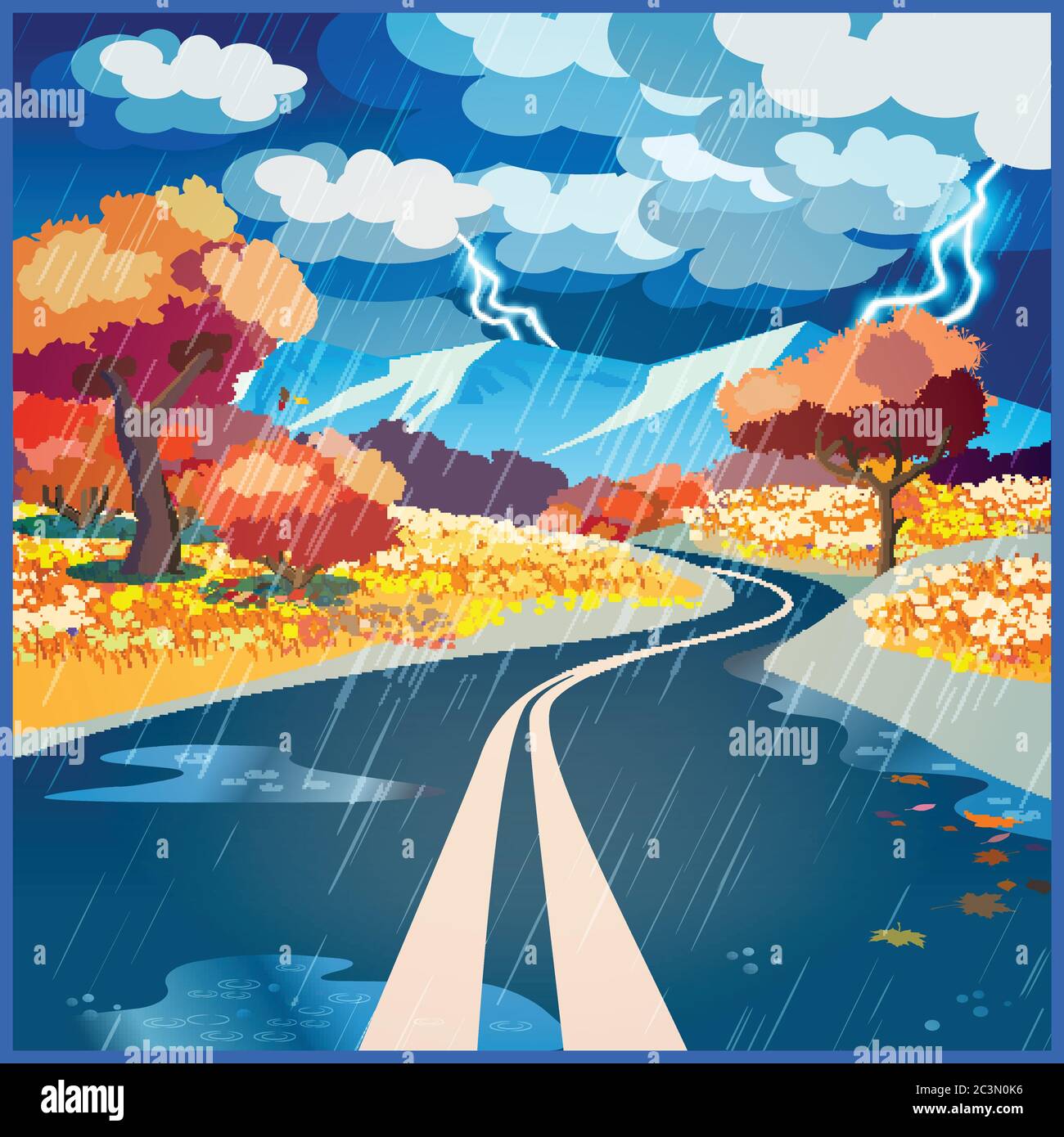 Colorful fall road Stock Vector Images - Alamy