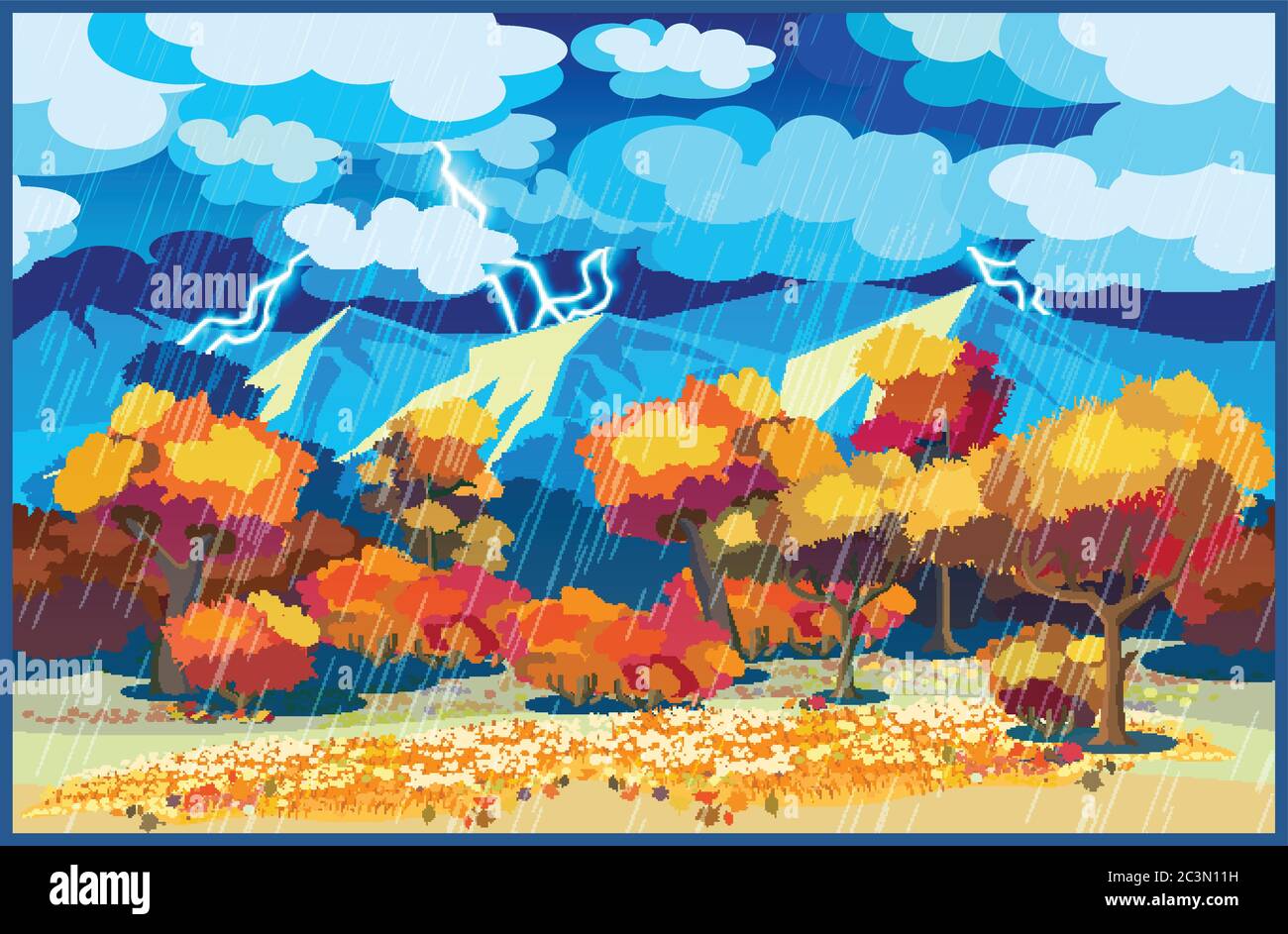 Thunderstorm in the mountains Stock Vector Images - Alamy