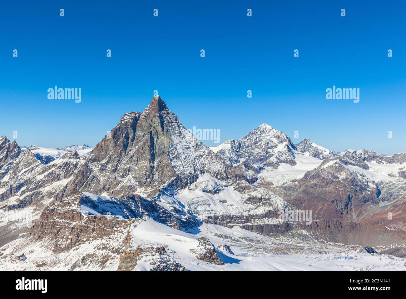 Stunning panorama view of famous Matterhorn, Weisshorn and Pennine Alps ...