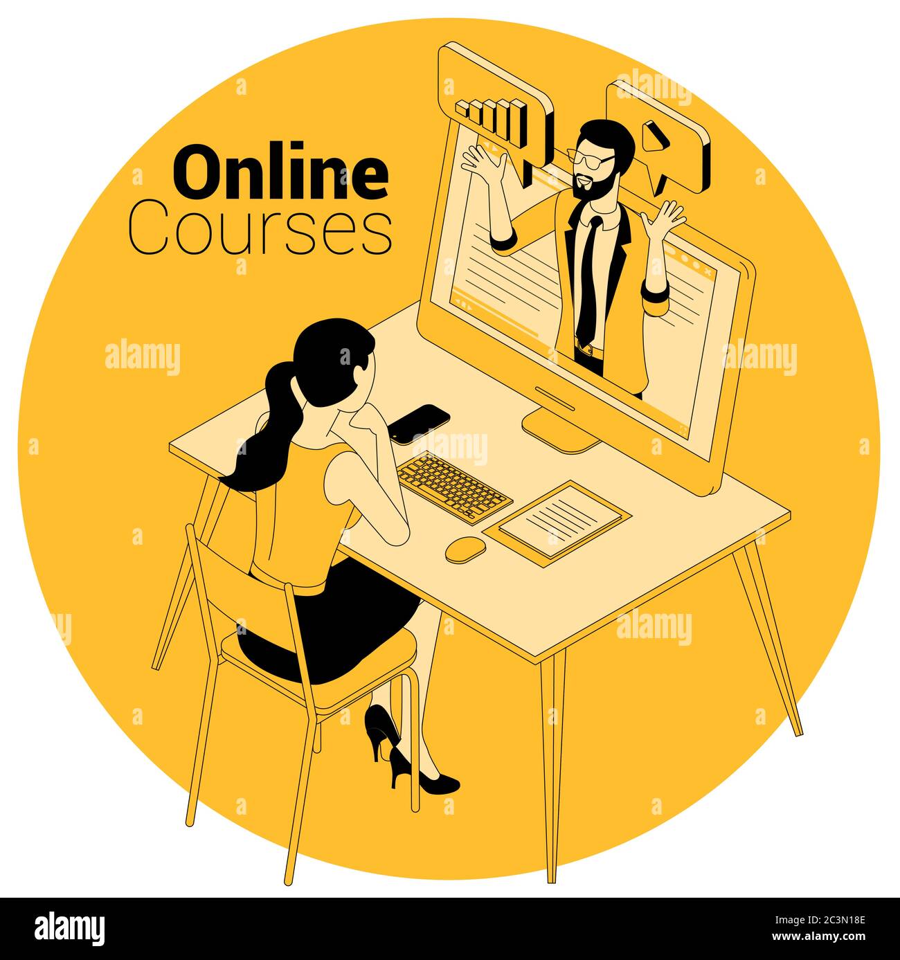 online courses, education, training concept Stock Vector Image & Art ...