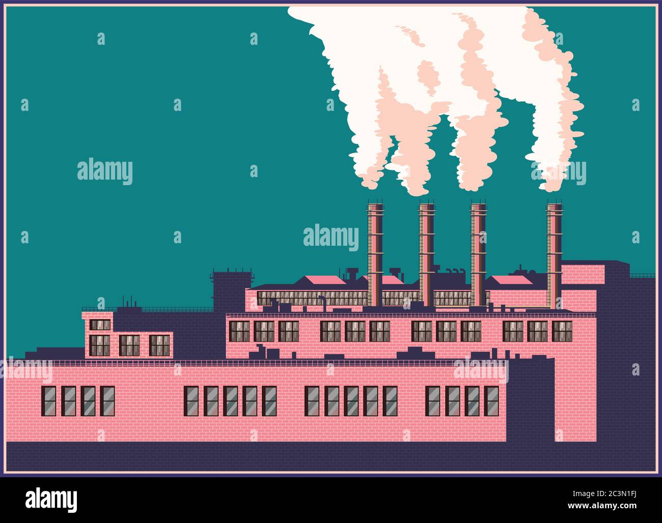 Stylized vector illustration of a factory in retro style Stock Vector ...