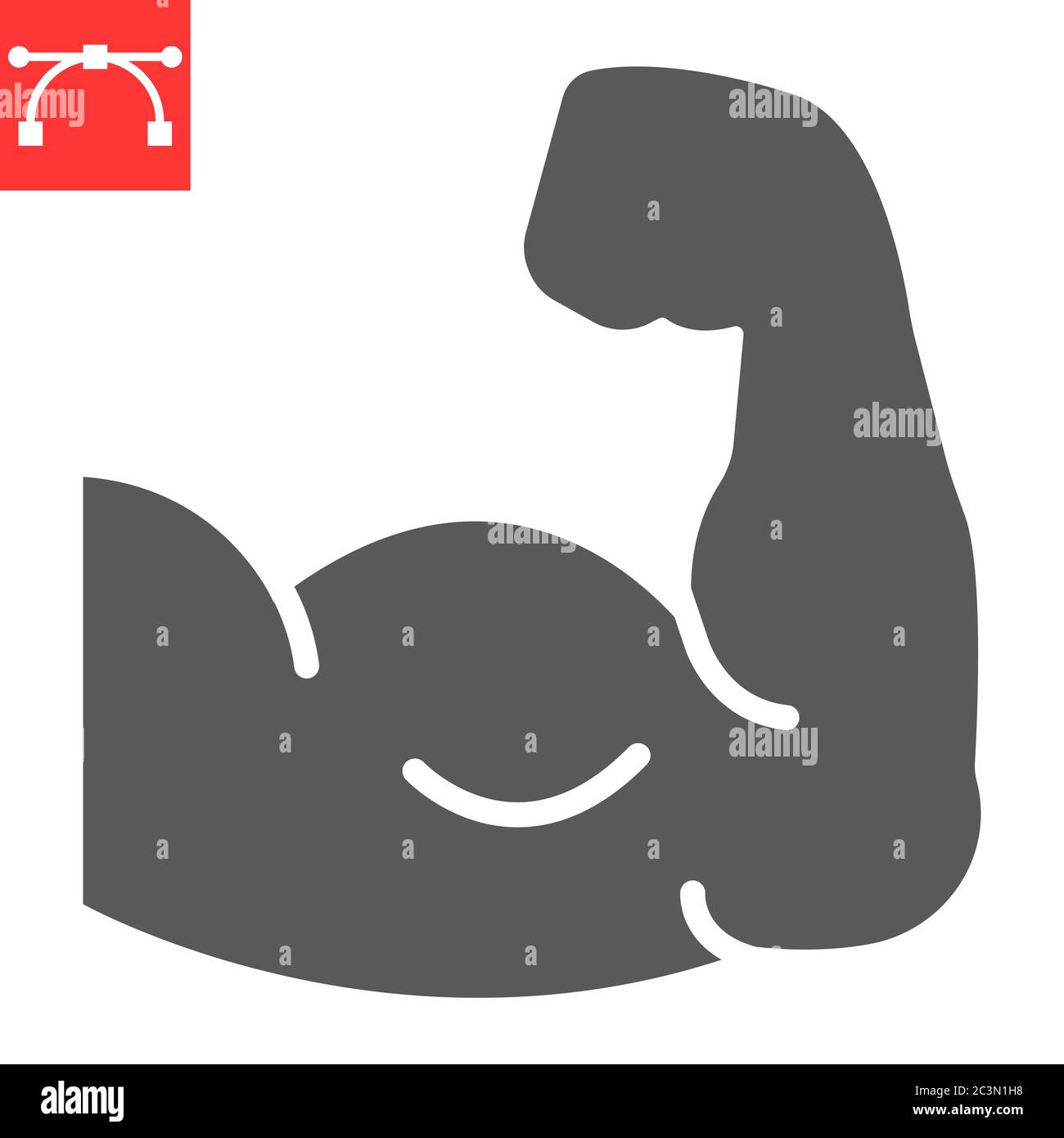 Arm muscle glyph icon, fitness and bodybuilder, biceps sign vector ...